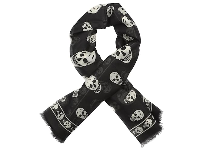 Alexander Mcqueen Skull Silk Scarf Black Modal Cellulose fibre ref ...