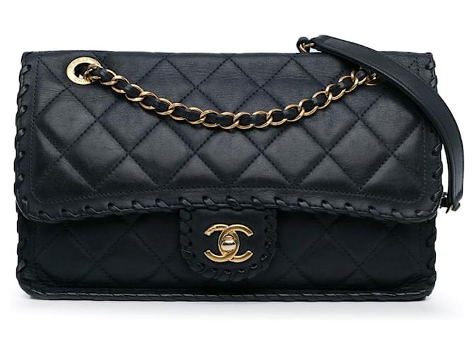 Blue Chanel Medium Happy Stitch Flap Shoulder Bag Leather ref.1597355 ...