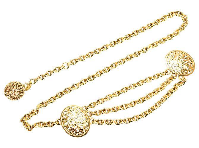 Chanel Gold CC Gold Plated Medallion Chain Link Belt Golden Metal Gold ...