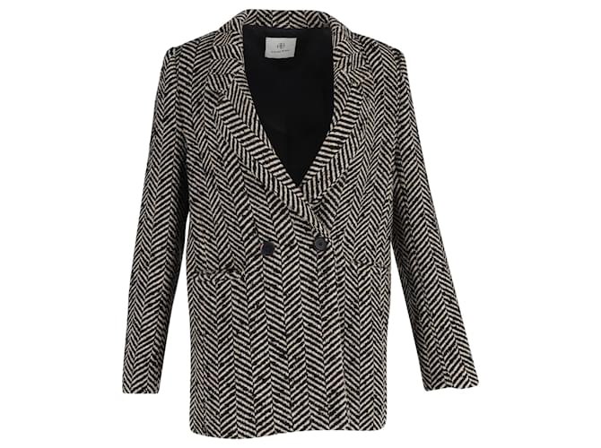 Anine Bing Diana Double-Breasted Fishbone Pattern Blazer in Multicolor ...