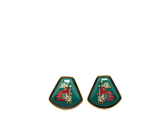Hermès Hermes Enamel Flag Fan-Shaped Cloisonné Earrings Multiple colors ...