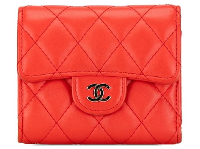 Chanel Matelasse Coco Mark Small Wallet Orange Leather ref.1600637 ...