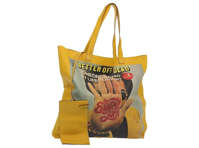 GUCCI Elton John Capsule Collection Tote Bag Leather Yellow 512982 Auth ...
