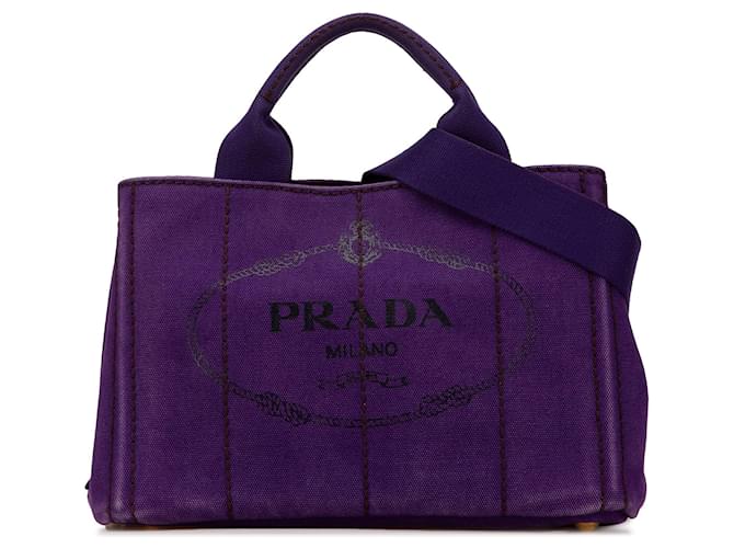 Purple Prada Small Canapa Logo Satchel Cloth ref.1606124 - Joli Closet