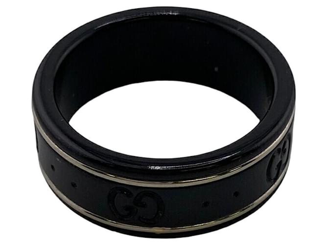 GUCCI GG Icon 925 Band Ring Black Silver Ceramic ref.1607658 - Joli Closet