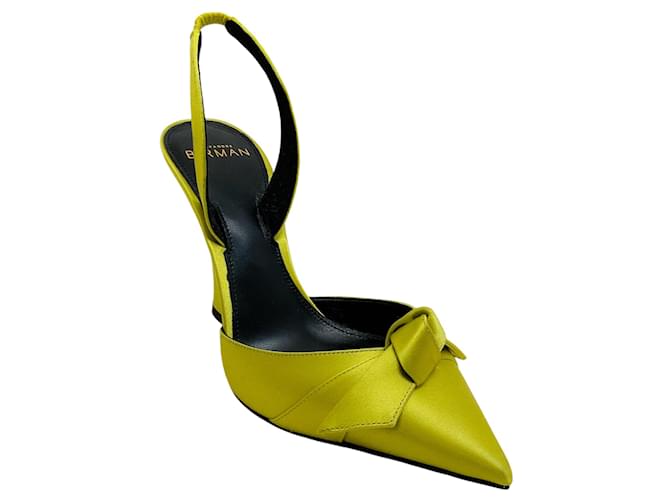 Alexandre Birman Lime Green Satin Clarita Slingback Pumps Cloth ref ...