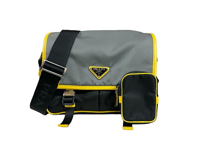 Prada Nylon Shoulder Bag 2VD769 Brown Black Yellow ref.1608935 - Joli Closet