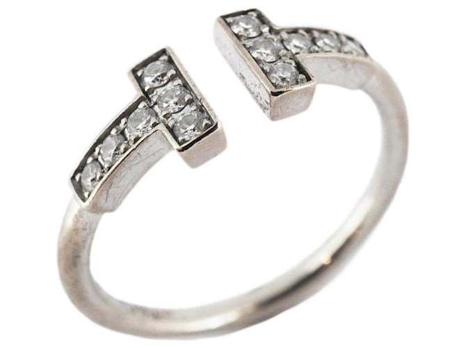 Tiffany & Co Tiffany T Wire Diamond Band Ring White gold ref.1611988 ...