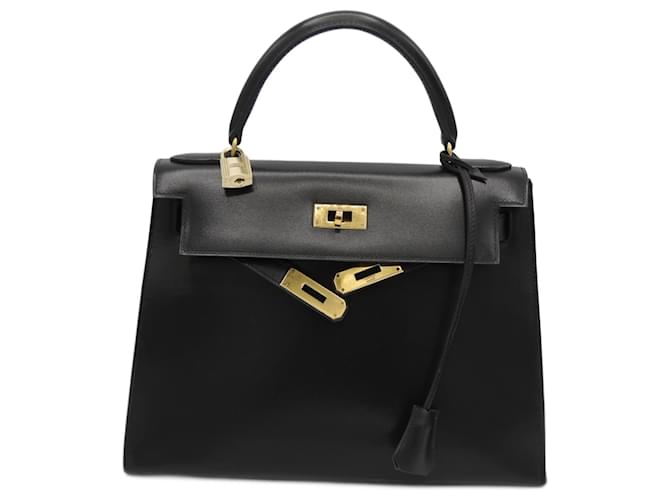 Hermès HERMES KELLY 28 BLACK BOX CALF BAG IN SUPERB CONDITION! - Joli ...