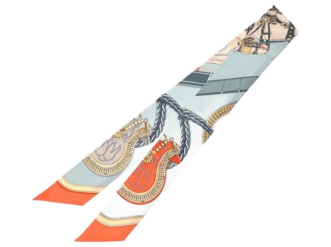 Hermès Hermes Twilly Grand Apparât Silk Scarf Orange Yellow ref.1619092 ...