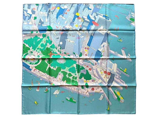 Hermès The Battery Park New-York Blue Green Silk ref.1620676 - Joli Closet