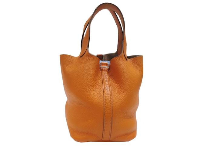 Hermès Hermes Picotin PM Handbag in Orange Leather ref.1629130 - Joli ...