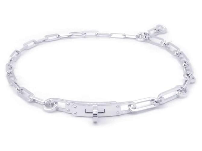 Hermès Hermes Kelly Chain Necklace Silvery Silver ref.1630309 - Joli Closet