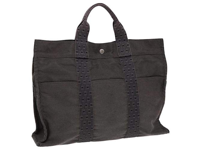 Hermès HERMES Her Line MM Tote Bag Canvas Gray Silver Auth bs17667 ...