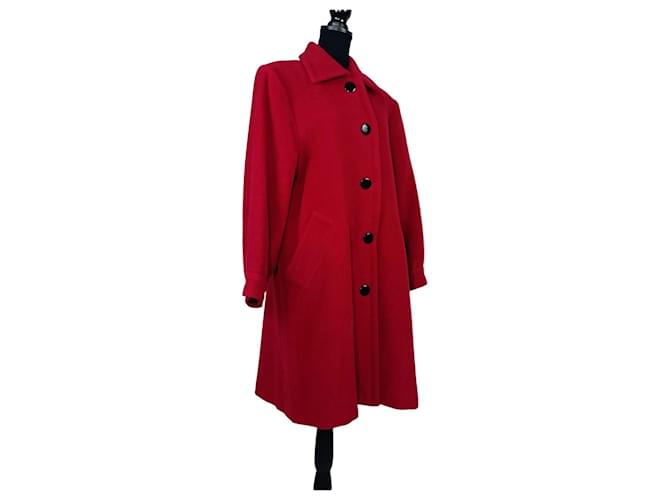 Magenta red coat Yves Saint Laurent 1992, Vintage wool red coat for ...