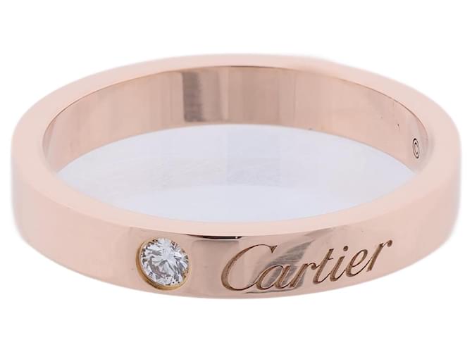 Cartier Engraved 1P Diamond Ring 750(PG) 3.9g 53 Golden Yellow gold ref ...