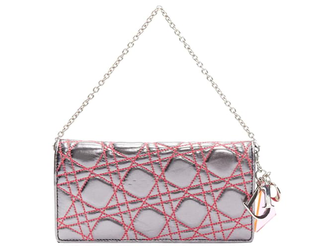 CHRISTIAN DIOR 2011 Anselm Reyle silver neon pink Cannage wallet on ...