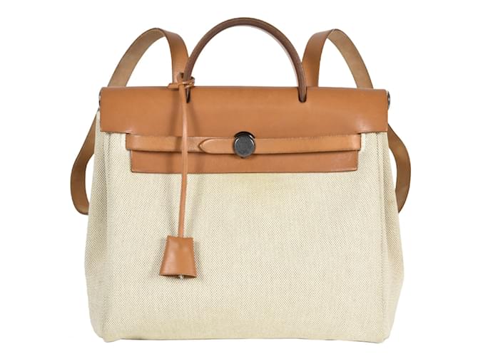 Hermès Hermes Beige Toile H Leather Backpack Cloth ref.1639957 - Joli ...