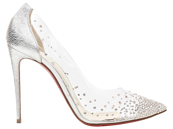 Christian Louboutin Degrastrass 100 Clear Pvc Silver Strass Bridal Pump ...