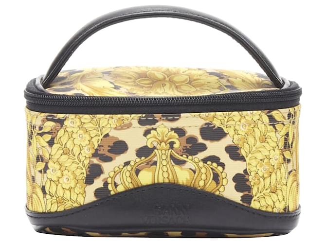 Gianni Versace Gold Barocco Baroque Leopard Print Leather Top Handle ...