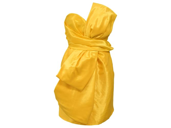 Moschino Couture Mini Bow Detail Dress in Yellow Satin ref.1643075 ...