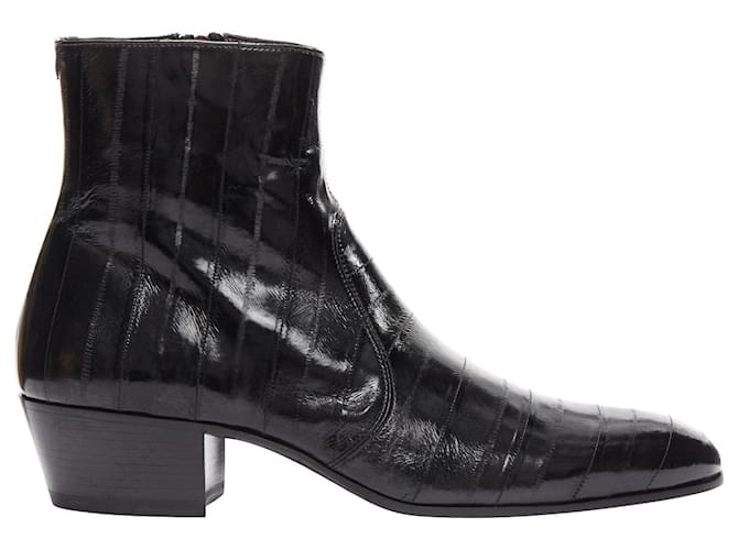 SAINT LAURENT Cole 45 black polished eel leather ankle boots ref ...