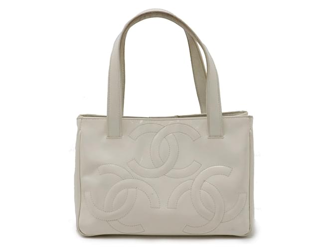 Chanel Enamel Coco Mark Triple Coco Handbag Mini Bag White Gold ...