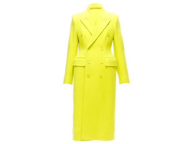 Balenciaga Hourglass Bright Yellow Wool Double Breasted Peplum Coat ...