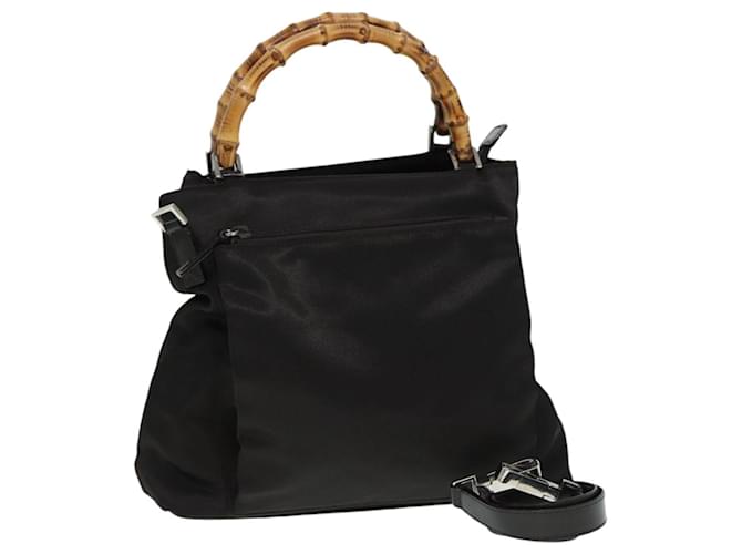 GUCCI Bamboo Hand Bag Nylon 2way Brown Silver 002 2122 0508 Auth ep5630 Silvery ref.1661892 ...
