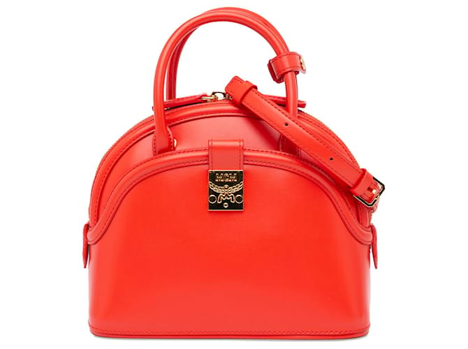 MCM Red Small Leather Anna Satchel (Sold) - Joli Closet