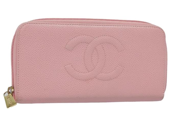 CHANEL COCO Mark Wallet Caviar Skin Pink Gold CC Auth yk15247 Golden ...