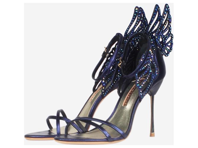 Sophia webster Dark blue bejewelled wing sandal heels - size EU 40 ...