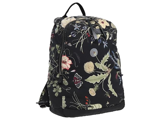 GUCCI Flora Backpack Canvas Black Silver 353476 Auth 90194 Silvery ...