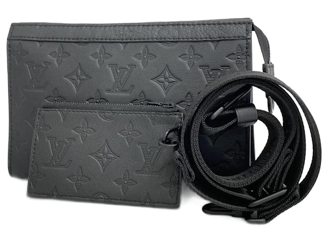 Louis Vuitton Monogram Shadow Gaston Shoulder Bag Black ref.1674993 ...