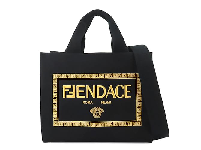 Fendi Fendace 2way Tote Shoulder Bag Black Cloth ref.1676130 - Joli Closet