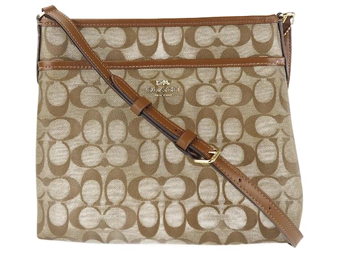 Coach Signature PVC Leather Shoulder Bag Brown Plastic ref.1676810 ...