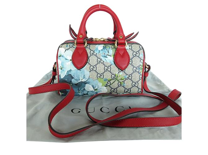 Gucci GG Bloom Leather Handbag Red Blue Plastic ref.1682002 - Joli Closet