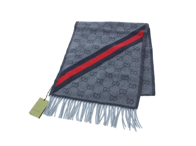 Gucci Wool Stole in Blue, Navy, and Red Navy blue ref.1707394 - Joli Closet