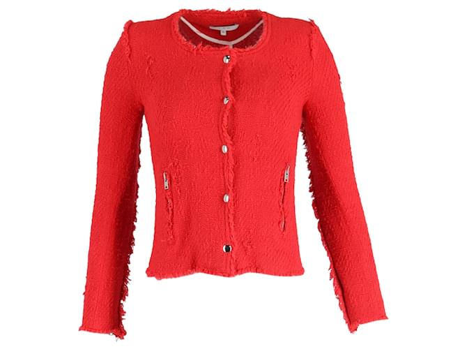 Iro Agnette Distressed Jacket in Red Tweed Cotton ref.1711182 - Joli Closet
