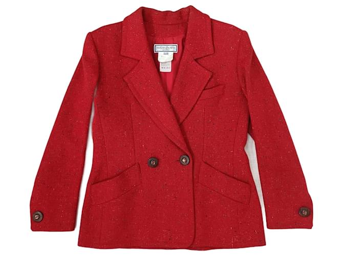 Yves Saint Laurent Red tweed jacket YSL Variation 1990s Wool ref ...