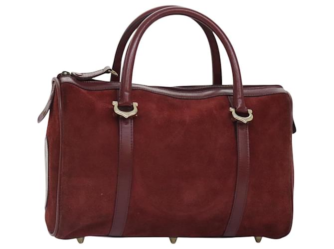 CARTIER Boston Bag Suede Red Gold Auth 93327 Golden ref.1718276 - Joli ...