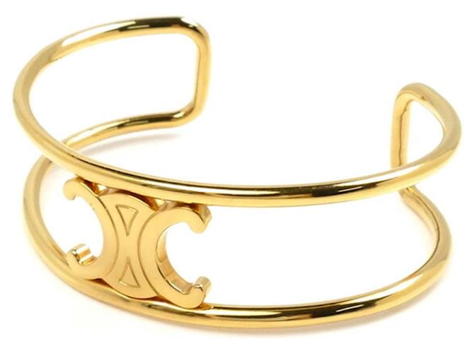 Céline CELINE Metal Maillon Triomphe Cuff Bangle Golden ref.1719362 ...