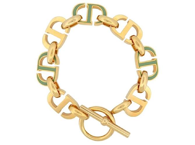 NEW CHRISTIAN DIOR GOURMETTE BRACELET 30 CD LOGO GOLD ANCHOR CHAIN ...