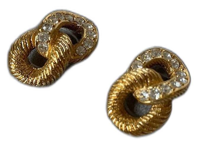 Vintage Christian Dior earrings in gold-plated and rhinestones Golden ...