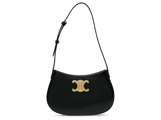 Céline Black Celine Medium Shiny Calfskin Tilly Shoulder Bag Leather ...