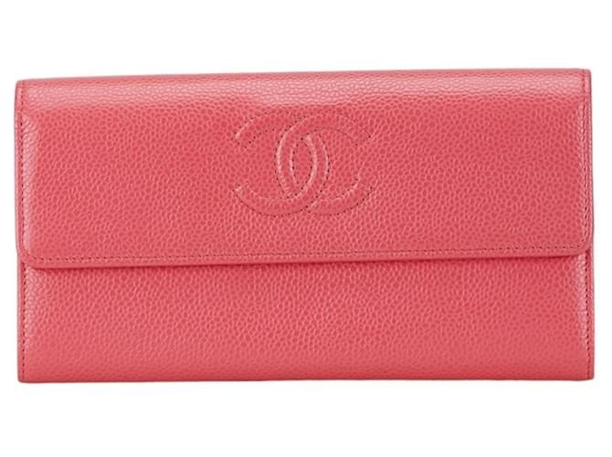 Chanel Coco Mark Long Wallet in Pink Caviar Leather ref.1727417 - Joli ...