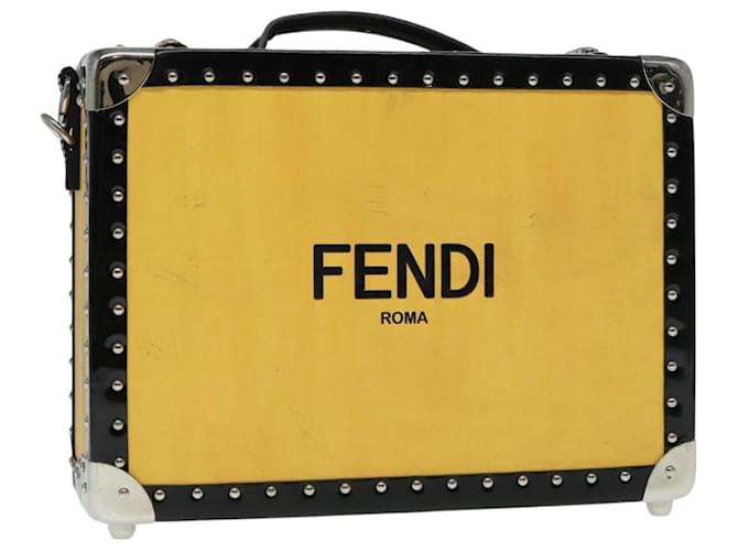 FENDI Trunk Case Leather Yellow Silver Auth 92687 Silvery ref.1728178 ...