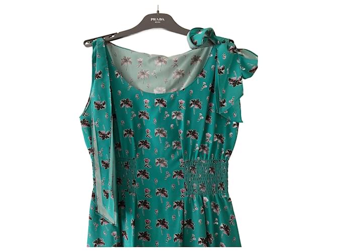 Prada top with straps Turquoise Silk ref.1728470 - Joli Closet