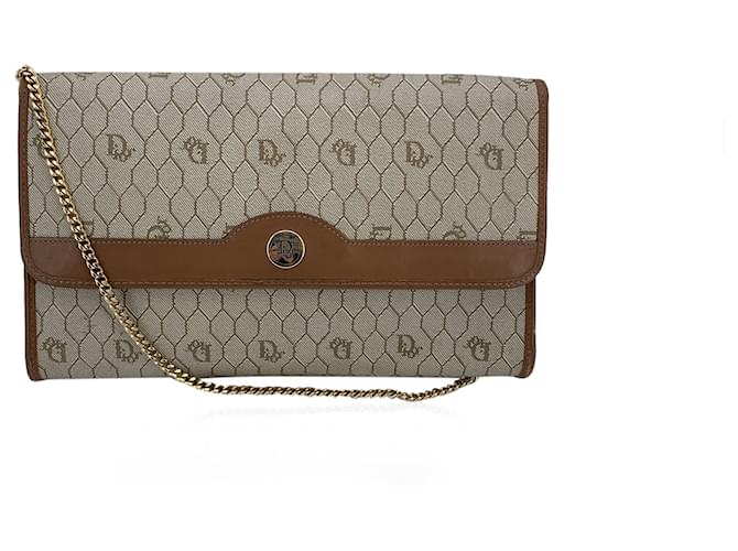 Diorissimo Dior Christian Vintage Beige Honeycomb Logo Canvas Shoulder ...