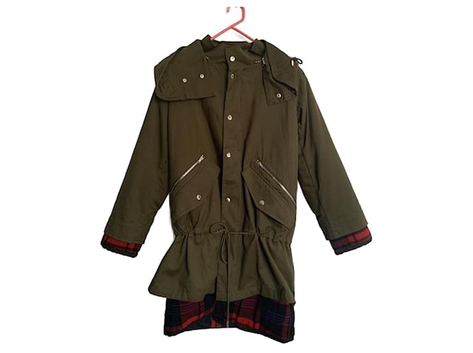 Maje Coats, Outerwear Black Red Khaki Cotton ref.1732472 - Joli Closet